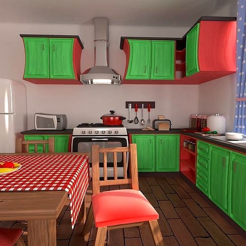 Cartoon Kitchen 3d model