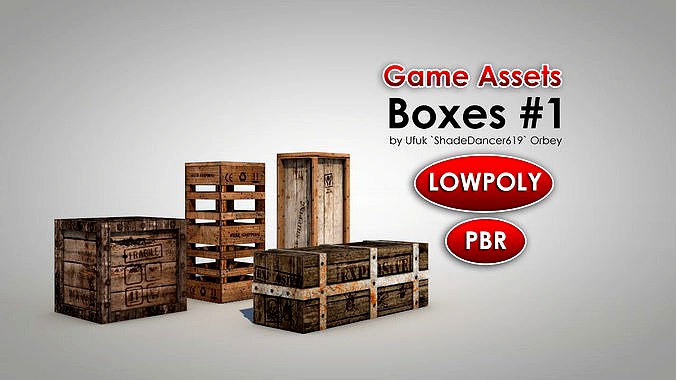 Game Ready Wooden Boxes 3d model