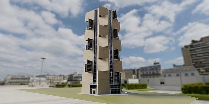 Hexagonal Residential tower 3d model