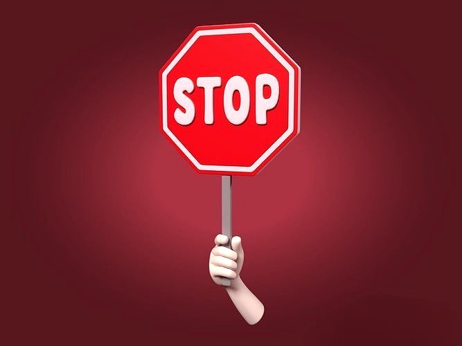 Cartoon Hand - Stop Sign 3d model