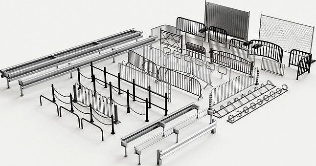 street fences and railings 3d model collection