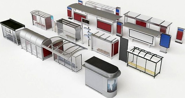 collection of booths and stopping 3d models