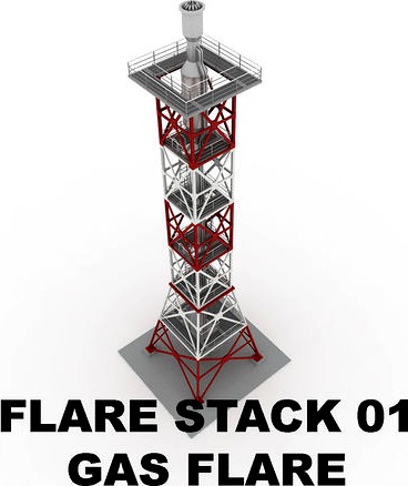 Flare stack gas flare 01 3d model