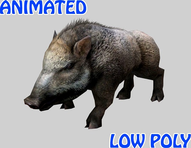Low poly Boar Animated - Game Ready 3d model
