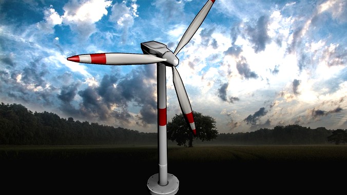 Modern Wind Turbine -- Game-Ready and Animated 3d model