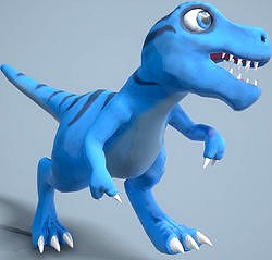 Cartoon blue raptor 3d model