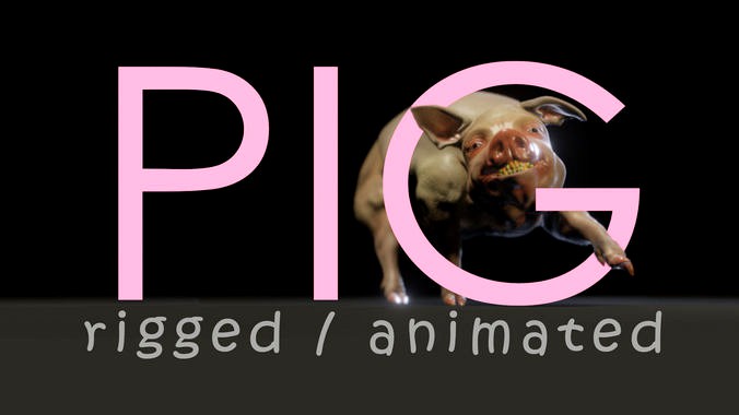 Pig animated - Walk Cycle 3d model