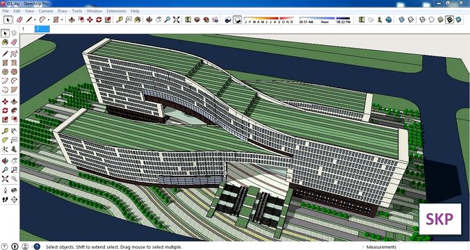 Sketchup office building G1 3d model