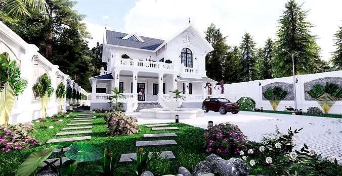 Exterior villa design 3d model