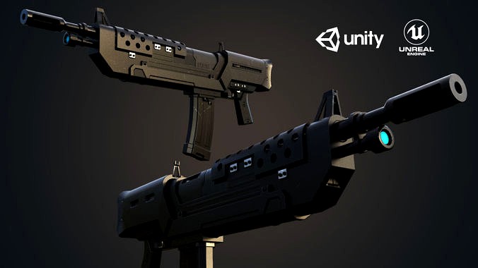 Sci-Fi Machine Gun SFG001 Low-Poly 3d model