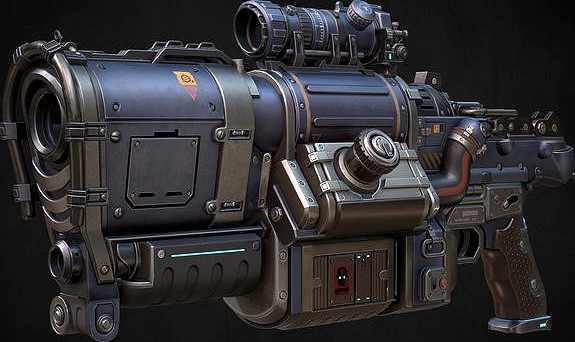 Game Ready Scifi HyperGun 3d model