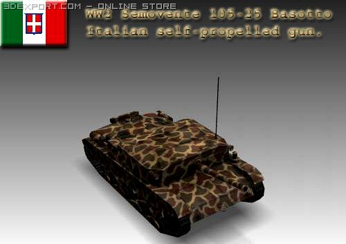 WW2 Semovente 10525 Italian tank destroyer 3D Model