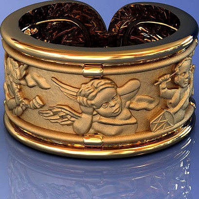 Angels Music Gold Ring | 3D model