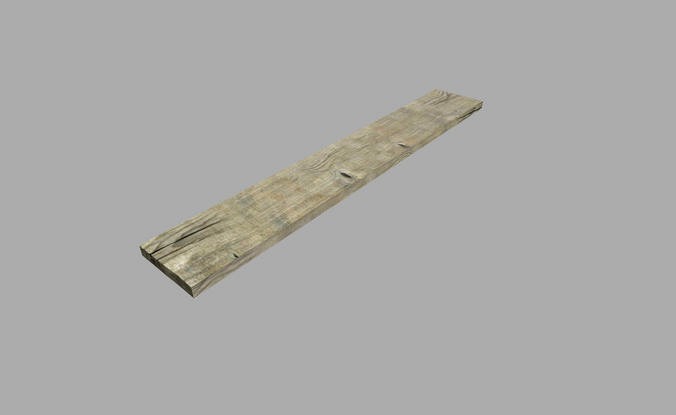 low poly wood plank 3d model
