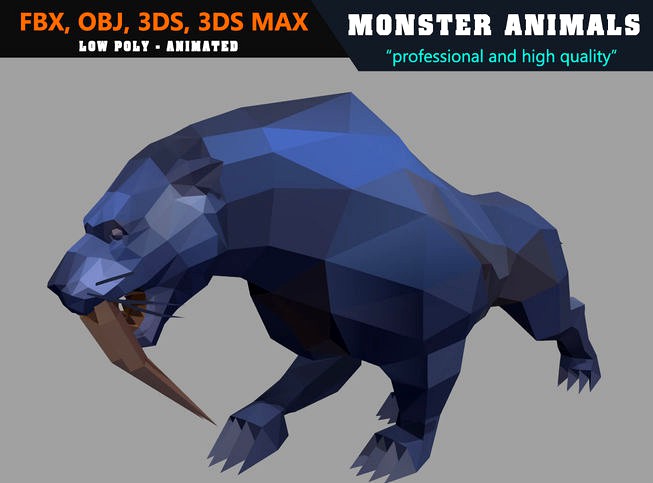 Low Poly Puma Cartoon Monster 3D Model Animated - Game Ready