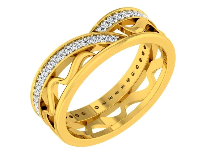 Gold Color Engagement Ring With Diamonds 42 | 3D model