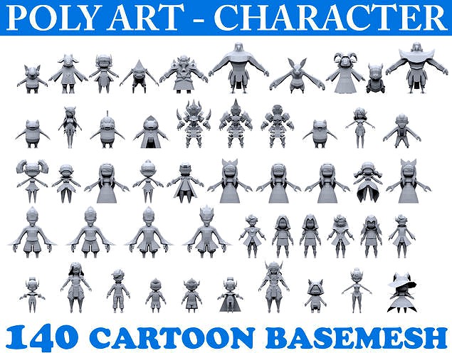 Low poly Character Mega Pack 03 - Cartoon Base mesh 3d model