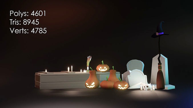 Halloween Low Poly set 3d model