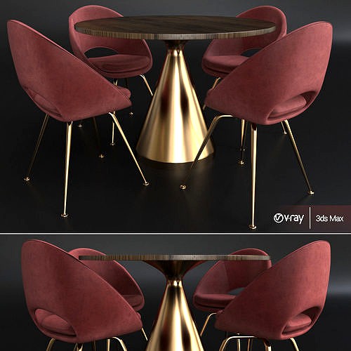 Silhouette Pedestal Round Dining Table 3d model