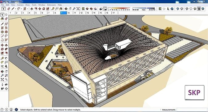 Sketchup Library M2 exterior interior 3d model