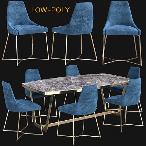 Gloria Luxury chair and table 3d model