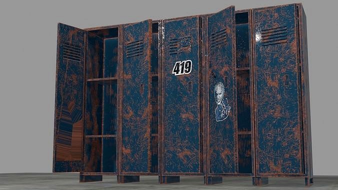 old Lockers Low Poly 3D model