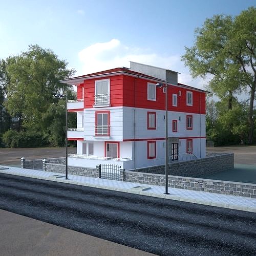 3 storey building 3d model