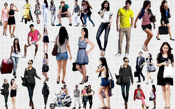 2D People 30 PNG Pack 3d model