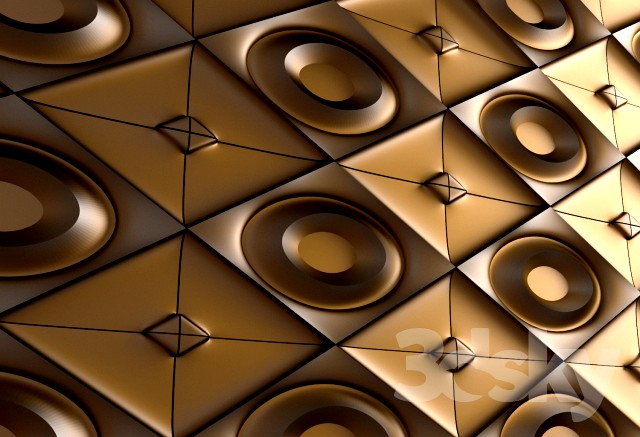 golden wall panel 3d model