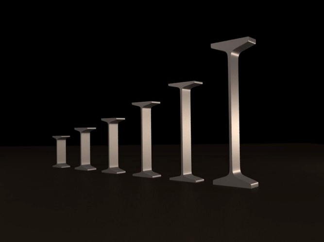Steel I-beam sections 3d model