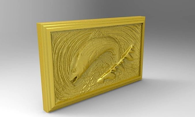 Fish scene tableau 3d stl model for cnc | 3D