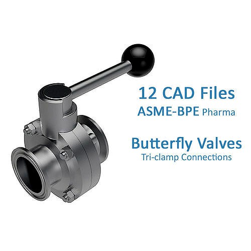 Manual Butterfly Valves - ASME-BPE Tri Clamp Connections - 3d model