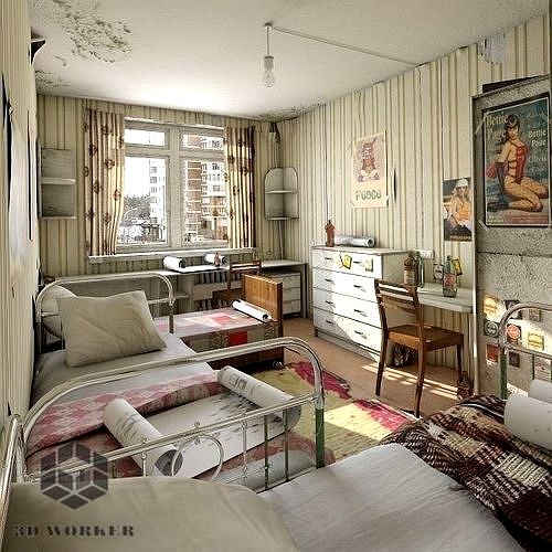 Hostel room 3d model