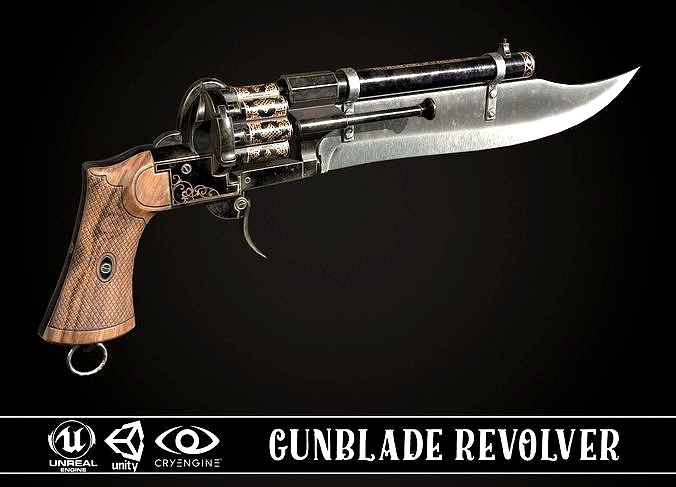 Gunblade Revolver Dark 3d model