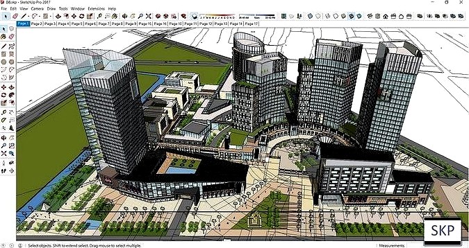 Sketchup Commercial and office residential complex D8 3d model