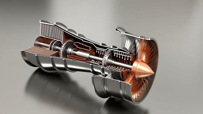 Aircraft Turbine Cutaway 3d model