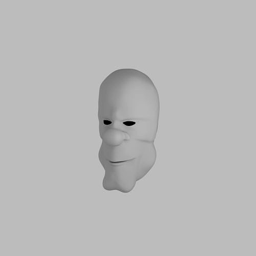2d cartoony character head 3d model