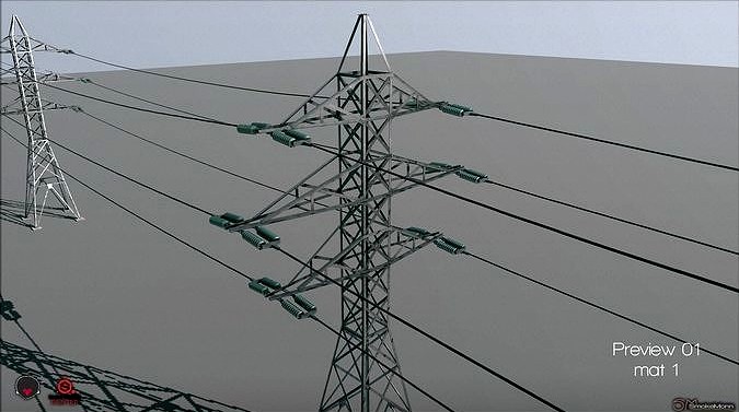 PowerLine Tower - PBR texture - Mid poly 3d model