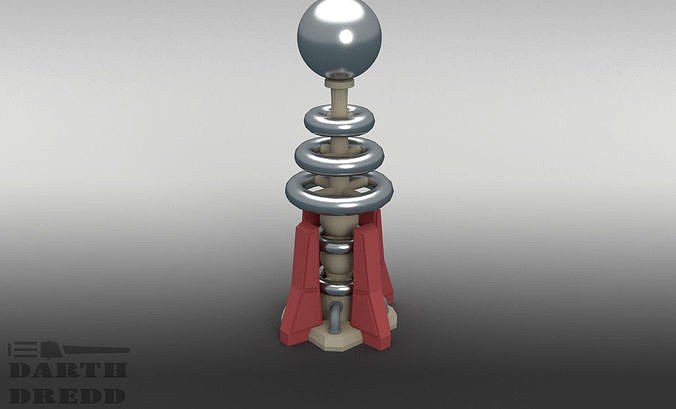 Red Alert 2 style Tesla Coil Defense Tower 3d model