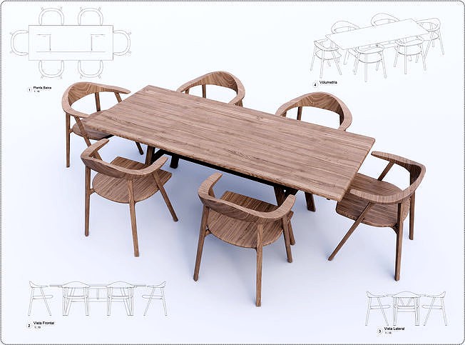 Table and Chair Revit High Quality 3D model