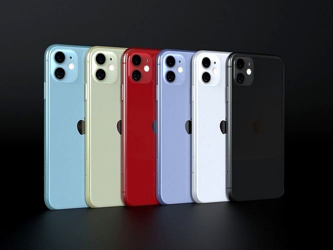 Apple iPhone 11 All Official Colors 3d model