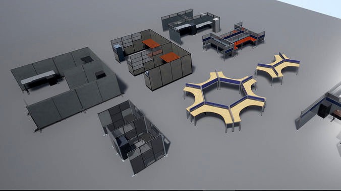 Office cubicle set 3d model