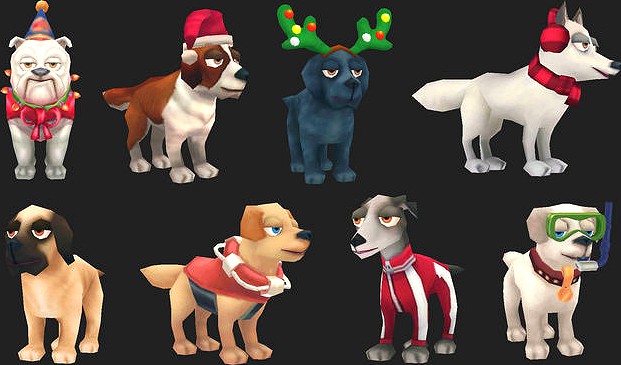 Game Ready Pack - Low poly 40 models Dogs Animated 3d