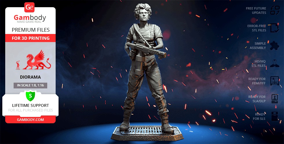 Ellen Ripley 3D Printing Figurine | Assembly model