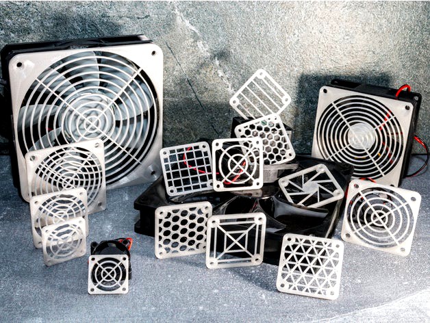 Customizable Fan Grill Cover by mightynozzle 3d model