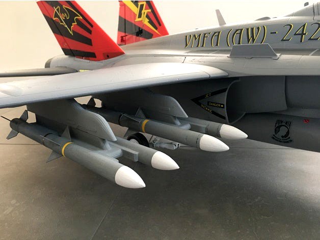 EFlite 80mm F/A-18 weapons pylon and AIM120 pair with launcher 3d model