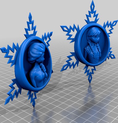 Frozen Anna & Elsa Snow Flakes 3d model