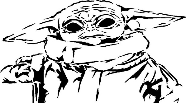 Baby Yoda stencil 2 3d model