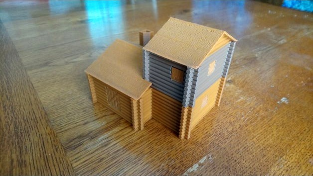 Simple Log Cabin (28mm scale) 3d model