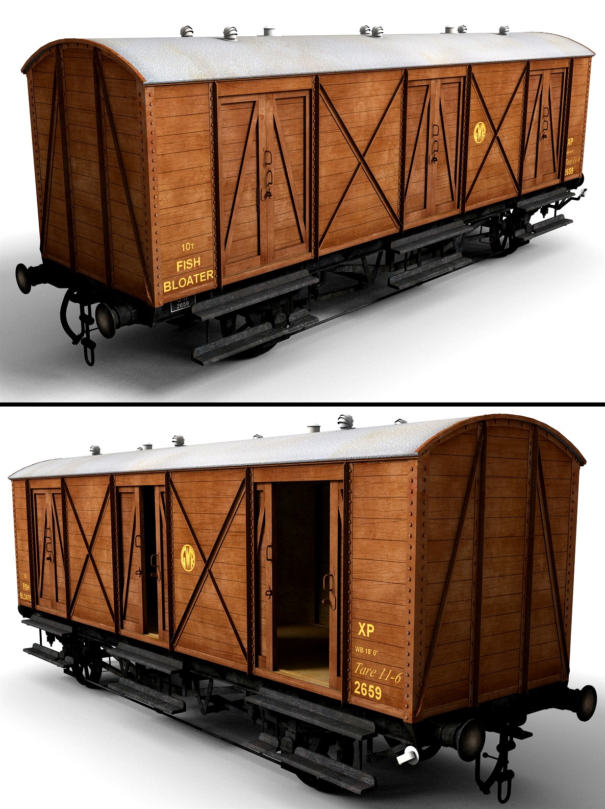 GWR Bloater Fish Van - Extended License 3d model